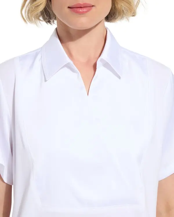 Lyssé Safira Shirt Collar Mixed Media Top
