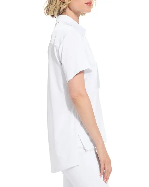 Lyssé Safira Shirt Collar Mixed Media Top