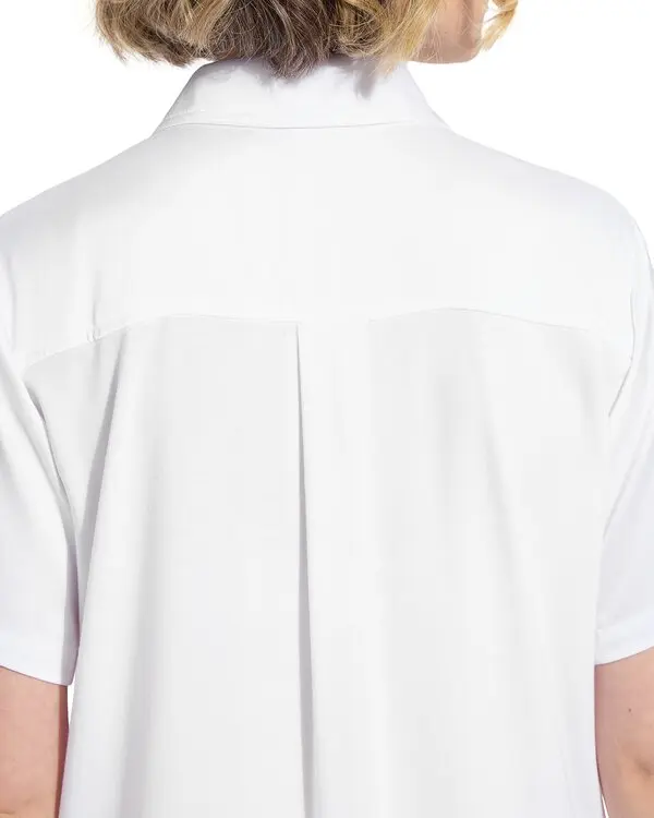Lyssé Safira Shirt Collar Mixed Media Top