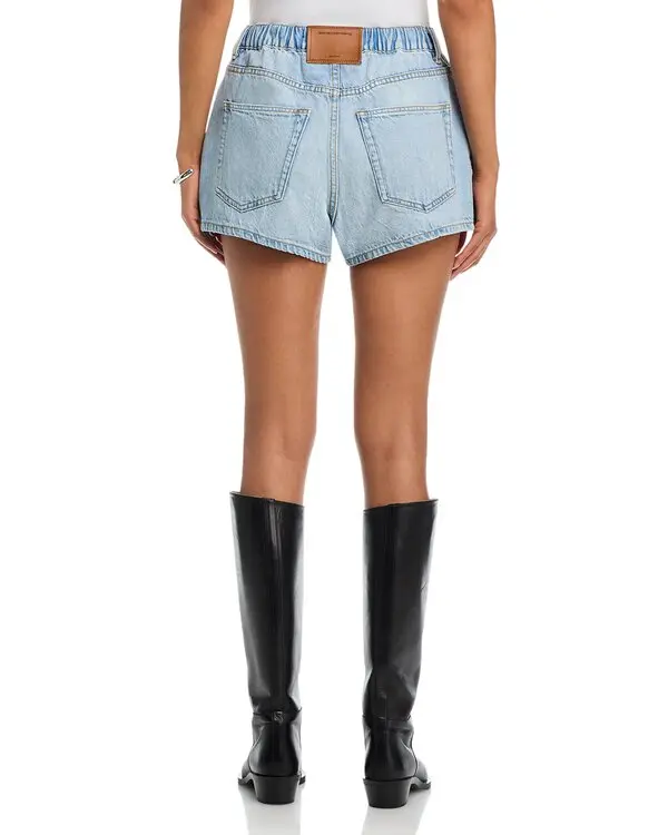 Alexander Wang Marathon Denim Shorts With Crystal Embellishments - Tinted Medium Indigo