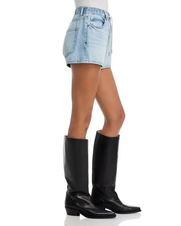 Alexander Wang Marathon Denim Shorts With Crystal Embellishments - Tinted Medium Indigo