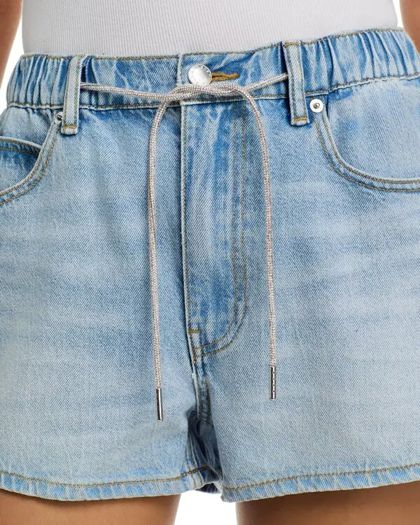 Alexander Wang Marathon Denim Shorts With Crystal Embellishments - Tinted Medium Indigo