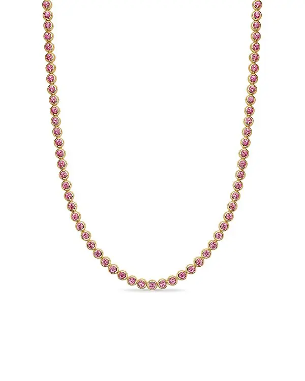 David Yurman Tennis Necklace In 18k Yellow Gold With Pink Tourmalines - Pink/gold