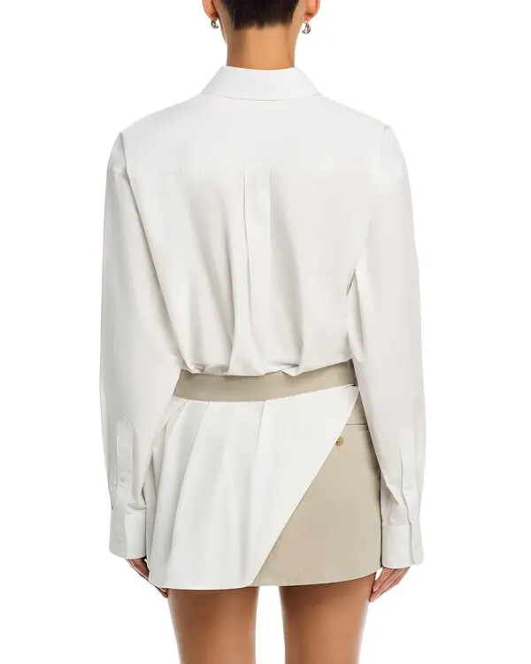 Alexander Wang Asymmetrical Shirt Dress With Belt - White/stone
