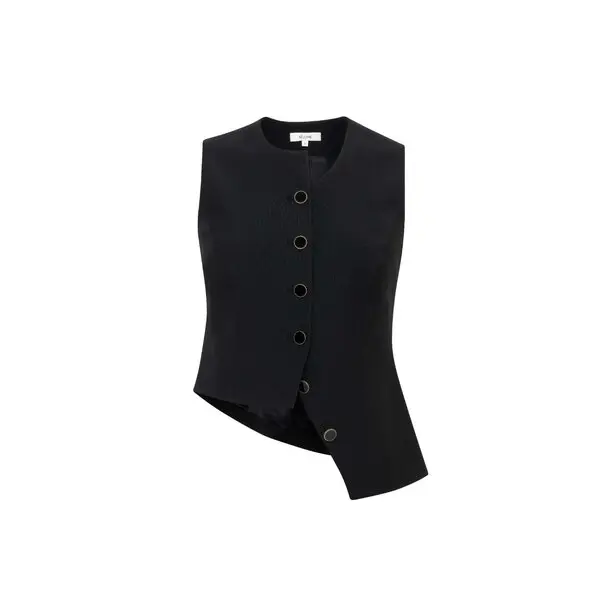 Sélone Calin Asymmetric Tie Vest - Black