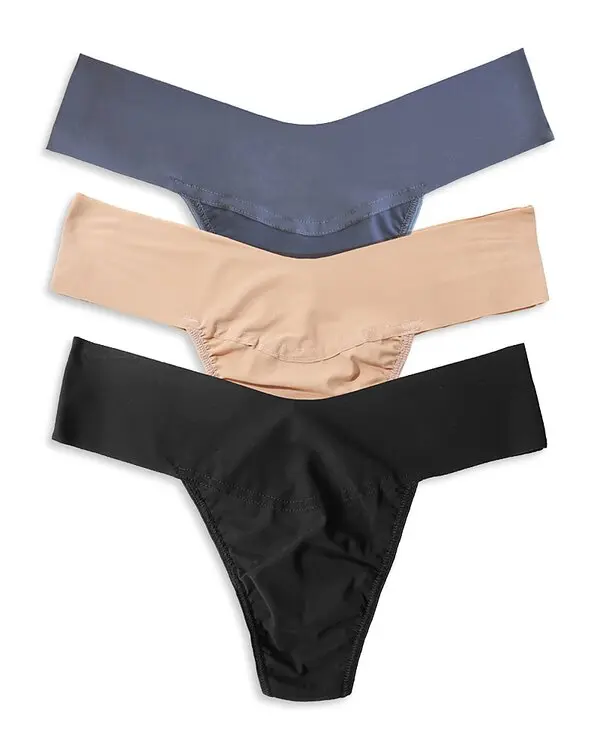 Hanky Panky Breathe Natural Rise Thong, Pack Of 3 - Granite