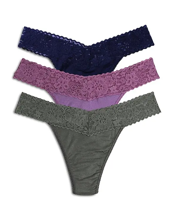 Hanky Panky Dream Original Rise Thong, Pack Of 3 - Indigo/berrypie/spacegrey