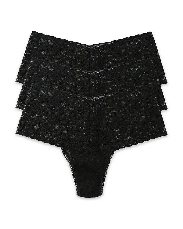 Hanky Panky Retro Lace Thong, Set Of 3 - Black