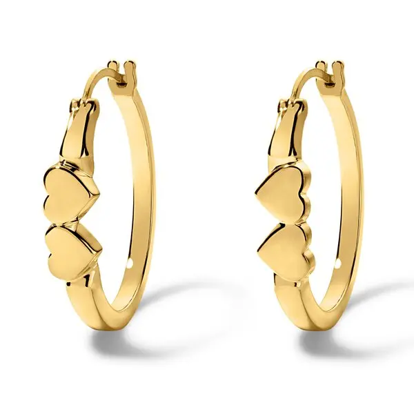 DÉCLARER Double Heart Hoops Vermeil - Gold