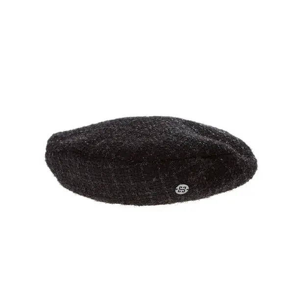 SIBI HATS Diana Shiny Tweed Beret - Black