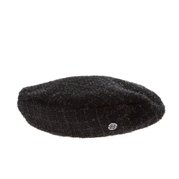 SIBI HATS Diana Shiny Tweed Beret - Black