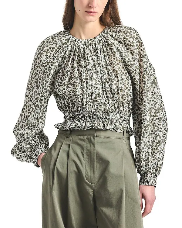 Derek Lam 10 Crosby Charlee Printed Cotton Silk Blend Top