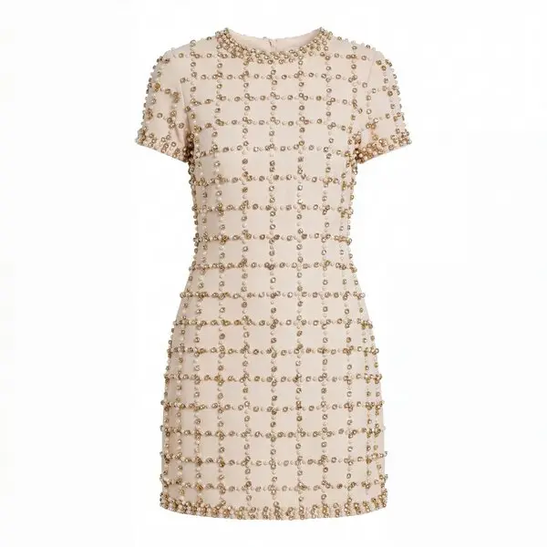 Mac Duggal Embellished Short Sleeve Mini Dress