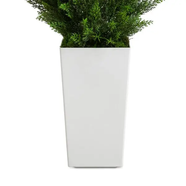 NEARLY NATURAL Uv Resistant Artificial Cedar Tree In White Tower Planter 45