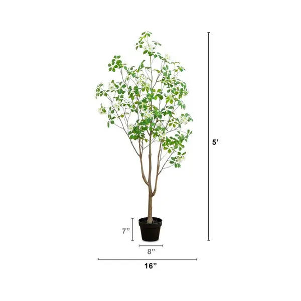 NEARLY NATURAL Artificial Dogwood Tree, 5