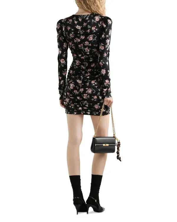 Dolce & Gabbana Vintage Rose Print Draped Dress - Black Print
