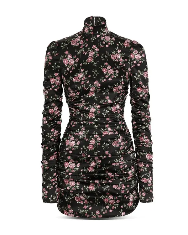 Dolce & Gabbana Vintage Rose Print Draped Dress - Black Print