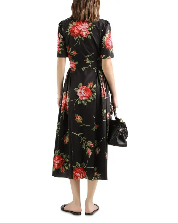Dolce & Gabbana Rose Bouquet Print Shirt Dress - Black Print