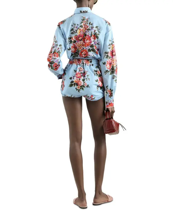Dolce & Gabbana Flower Bouquet Print Cotton Shirt - Blue Print