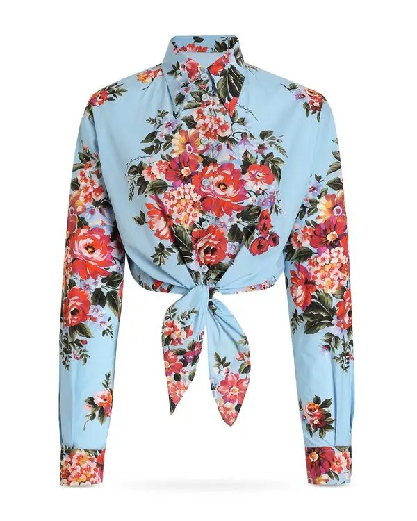 Dolce & Gabbana Flower Bouquet Print Cotton Shirt - Blue Print