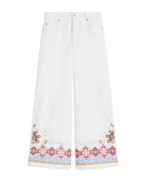 Max Mara Wide-leg Embroidered Pants