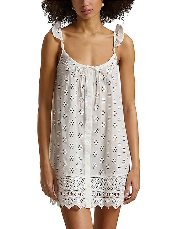 Polo Ralph Lauren Eyelet Cami Slip Dress - White Cloud