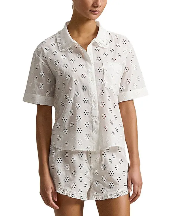 Polo Ralph Lauren Eyelet Embroidered Sleep Shirt - White Cloud