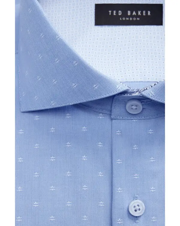 Ted Baker London Nantucket Spread Collar Slim Fit Premium Stretch Dress Shirt - Blue