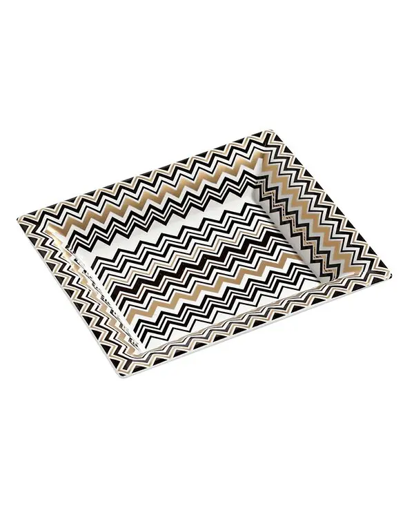 Missoni Zig Zag Rectangular Large Tray In Luxury Box - Gold