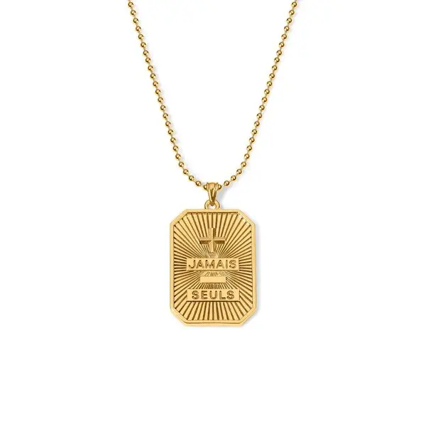 DÉCLARER Jamais Seuls Dog Tag Necklace - Gold
