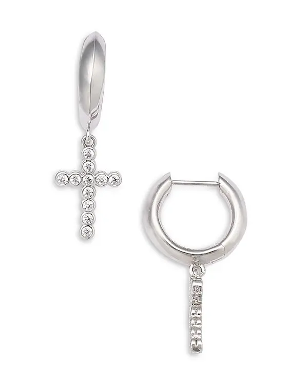 Kendra Scott Cross Crystal Huggie Earrings - Rhodium