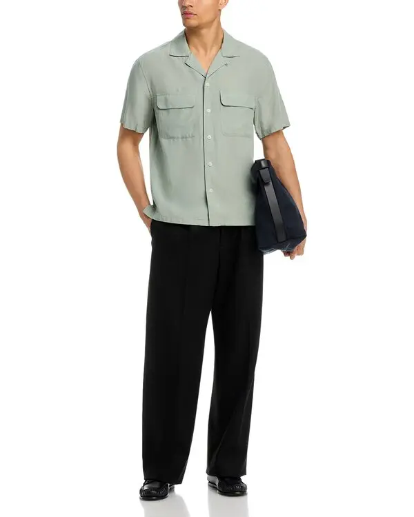 Madewell Tencel Blend Short Sleeve Shirt - Frosted Cement