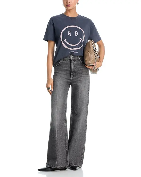 ANINE BING Cade Smiley Tee - Grey