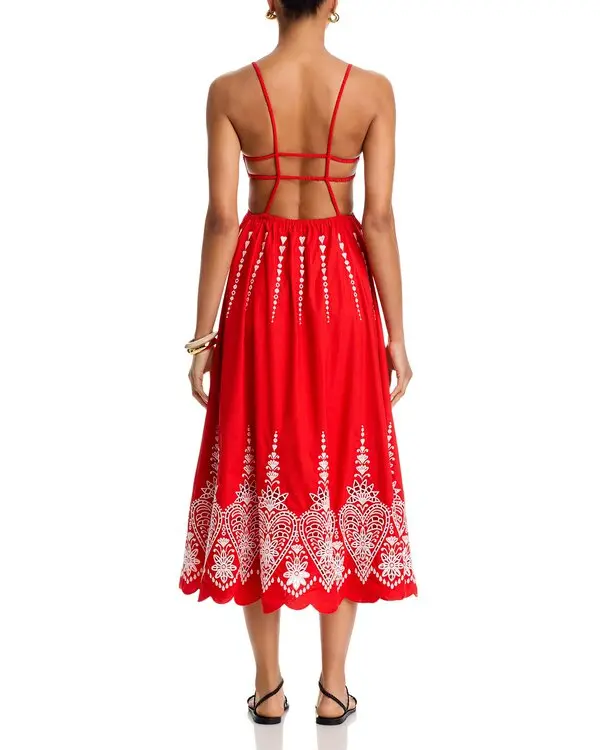 Farm Rio Heart Richilieu Sleeveless Midi Dress