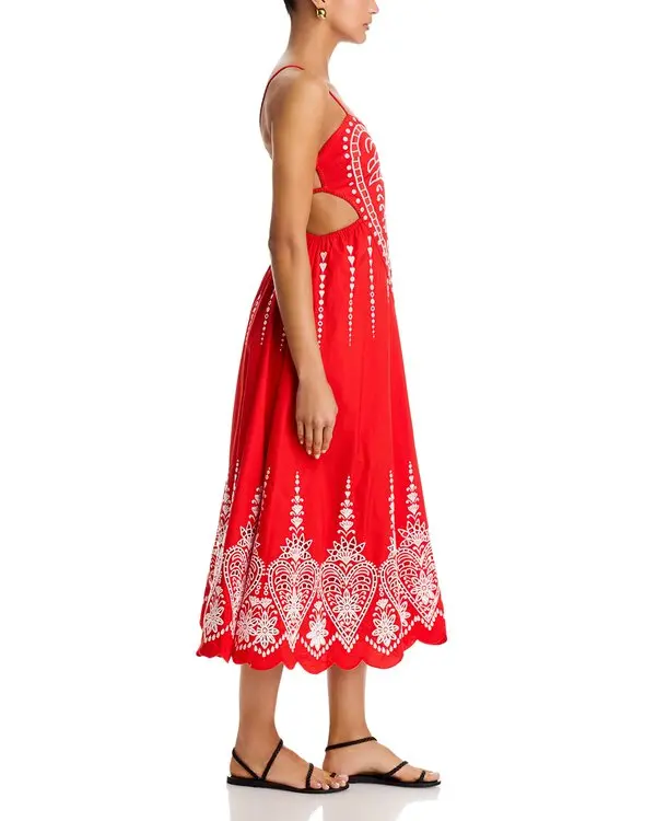Farm Rio Heart Richilieu Sleeveless Midi Dress