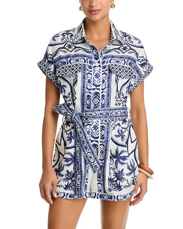 Farm Rio City Linen Belted Romper - Wonderful