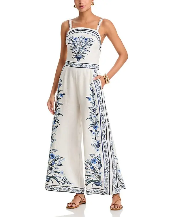 Farm Rio Arch Wide Leg Jumpsuit - Flowers