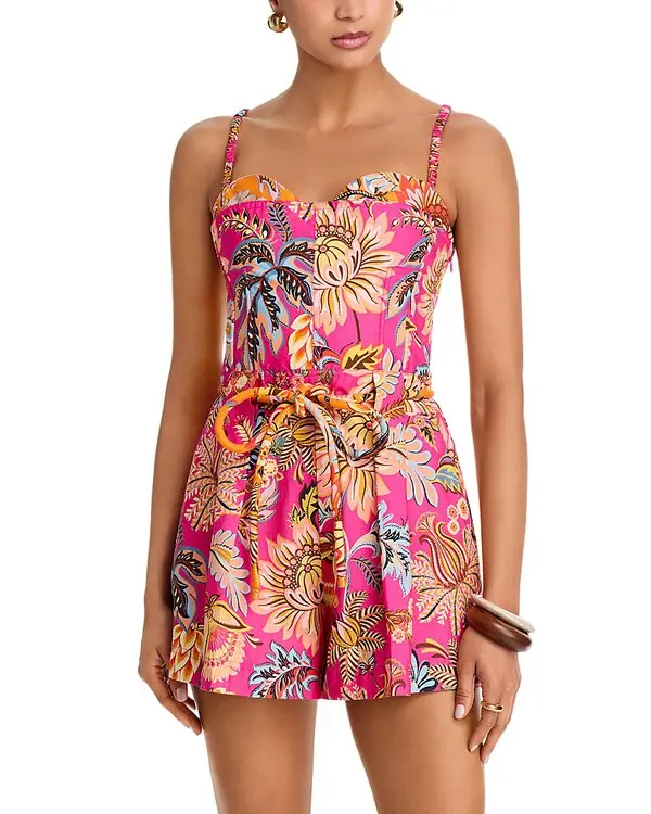 Farm Rio Tie-waist Romper - Ligia Floral