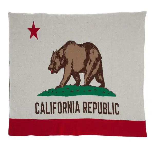 In2green Cotton Sustainable Knit Throw Blanket California Flag - Yellow