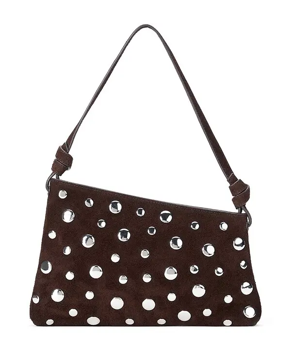 Staud Studded Suede Shoulder Bag - Espresso Suede
