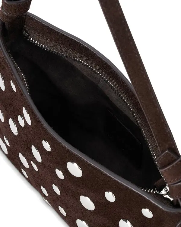 Staud Studded Suede Shoulder Bag - Espresso Suede