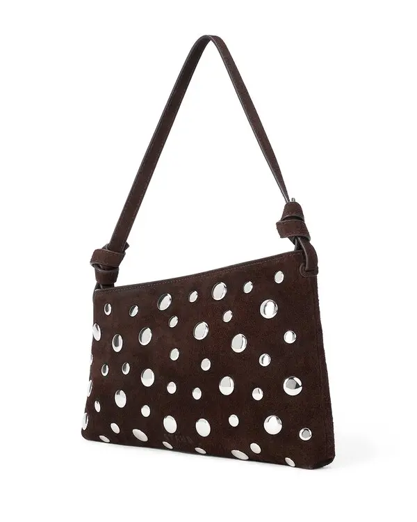 Staud Studded Suede Shoulder Bag - Espresso Suede