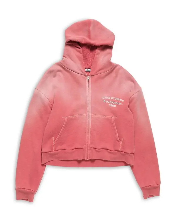 Acne Studios Hooded Zip Sweatshirt - Red