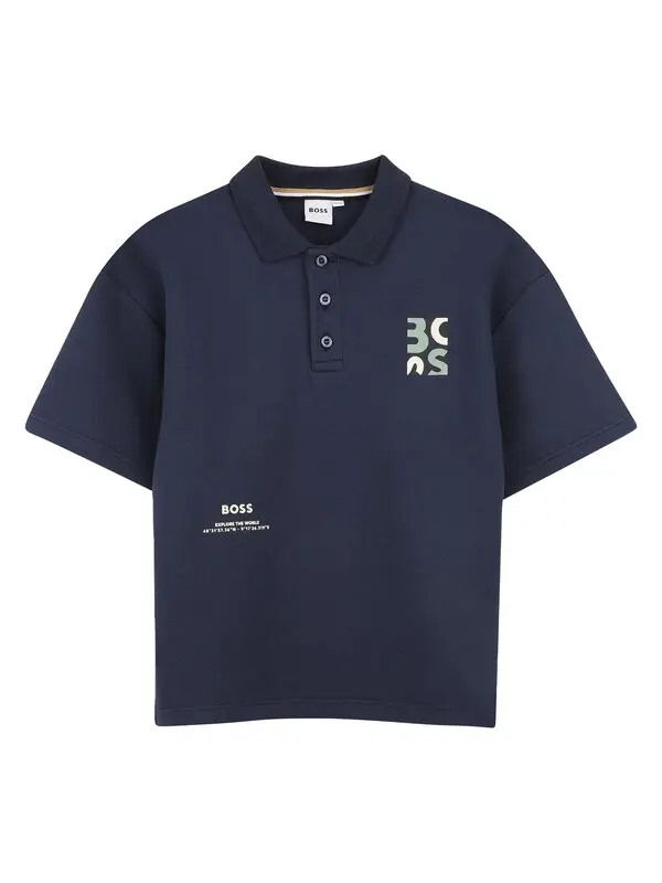 BOSS Polo Maniche Corte Con Logo - Blue