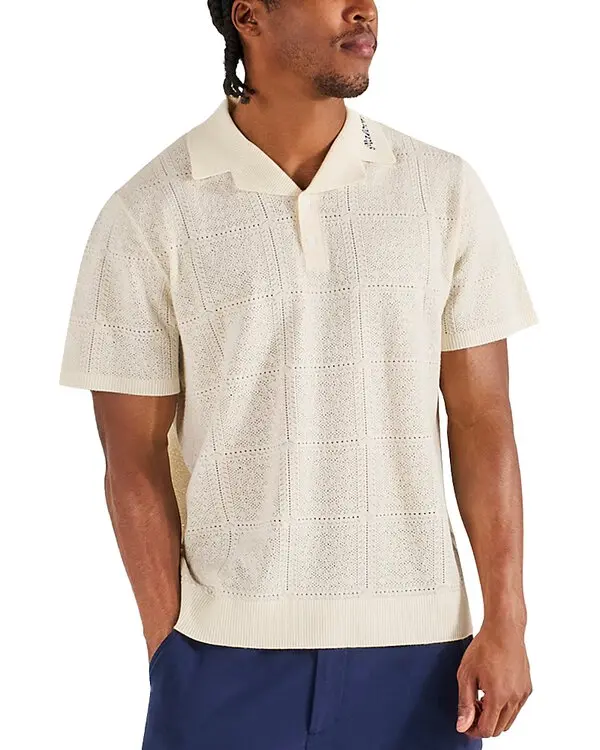 MALBON Resort Crochet Relaxed Fit Polo Shirt