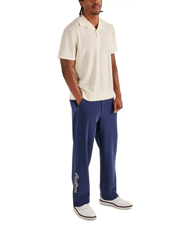 MALBON Resort Crochet Relaxed Fit Polo Shirt