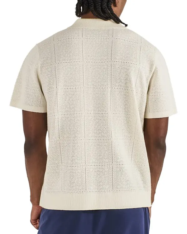 MALBON Resort Crochet Relaxed Fit Polo Shirt