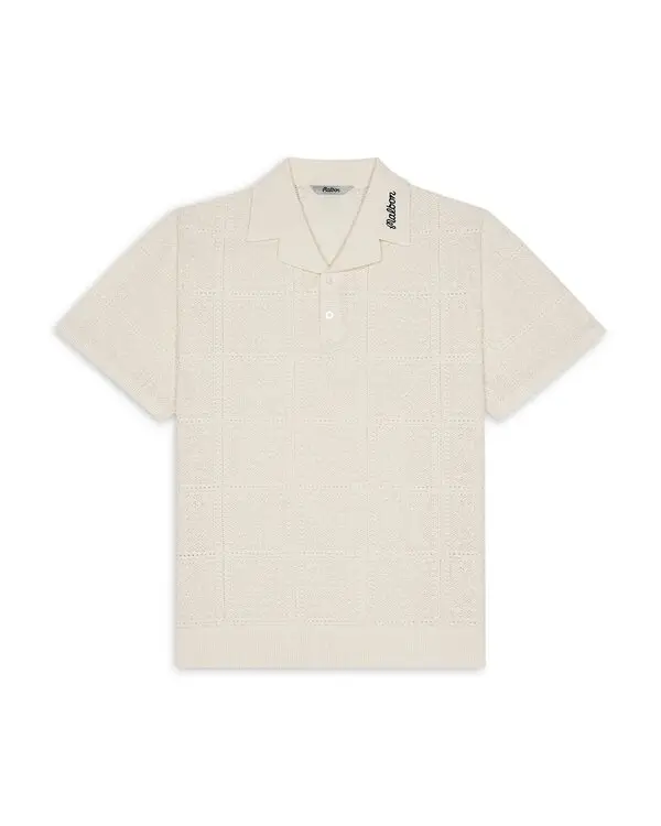 MALBON Resort Crochet Relaxed Fit Polo Shirt