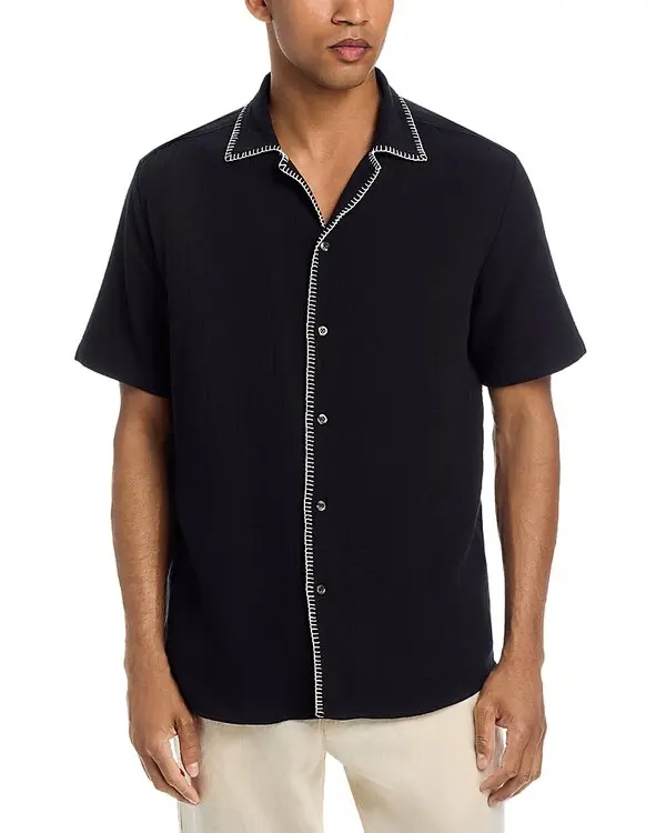 Hugo Ellino Straight Fit Contrast Piping Shirt - Black
