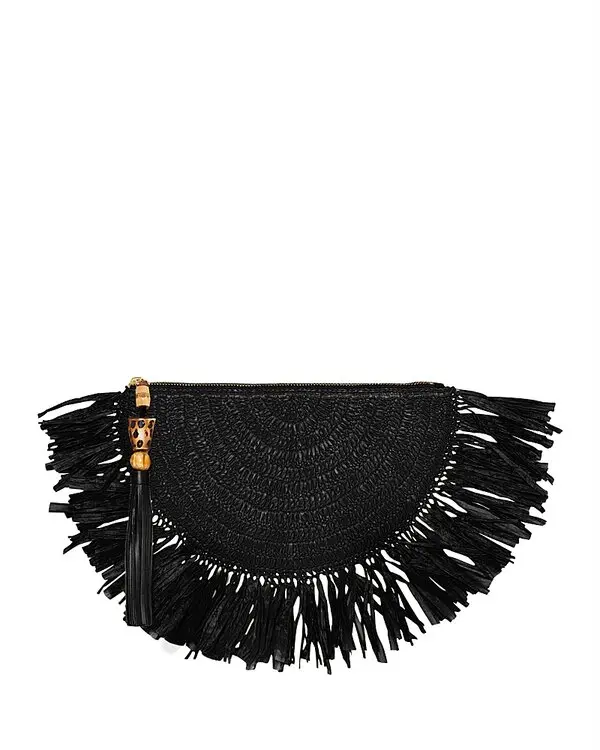 Rebecca Minkoff Lucia Small Raffia Clutch - Black